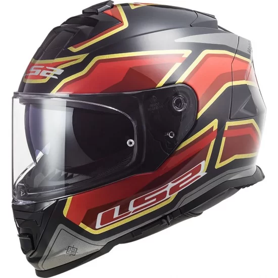LS2 STORM FOGGY BLACK RED FULL FACE MOTORCYCLE HELMET MOTORBIKE HELMET DVS ECE 22.05 ACU APPROVED FOR SALE AT PITSTOP MOTORCYCLES HULL